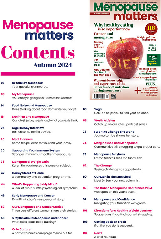 Menopause Matters Magazine: Table of contents