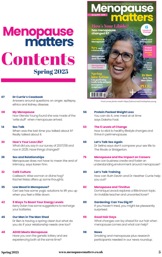 Menopause Matters Magazine: Table of contents
